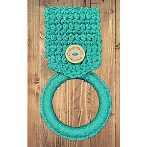Crochet Hanging Dish Towel Holder (Bright Teal)