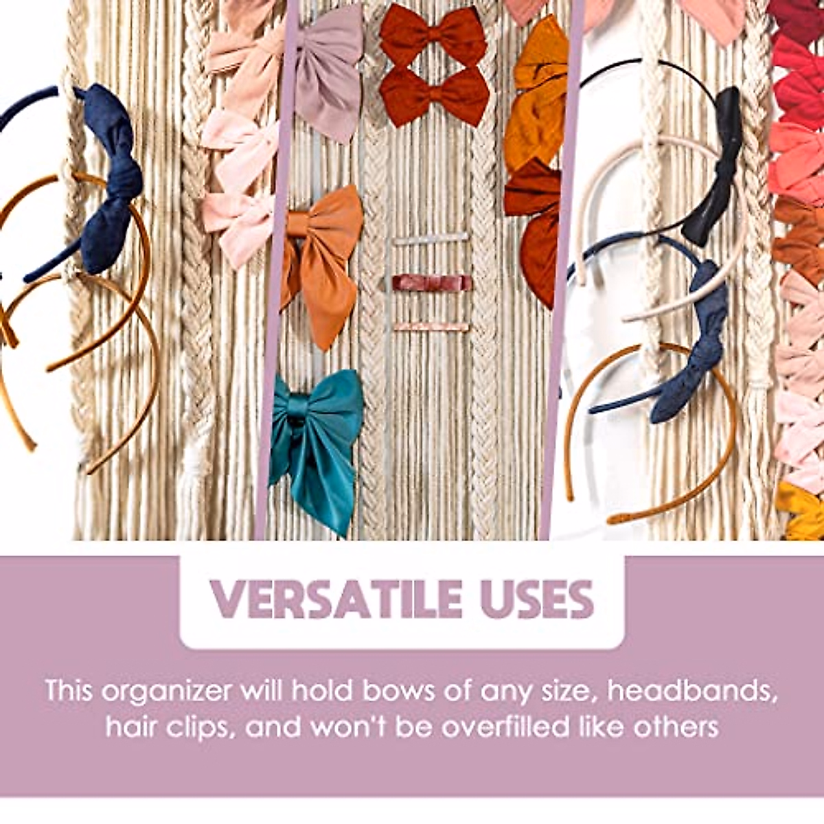 XL Bow Organizer for Girls Hair Bows - Holds All Hair Bow Sizes | Baby Bow Organizer | Hair Bow Organizer and Bow Holder for Girls Hair Bows | Headband Holder | Bow Hanger for Girls Hair Bows