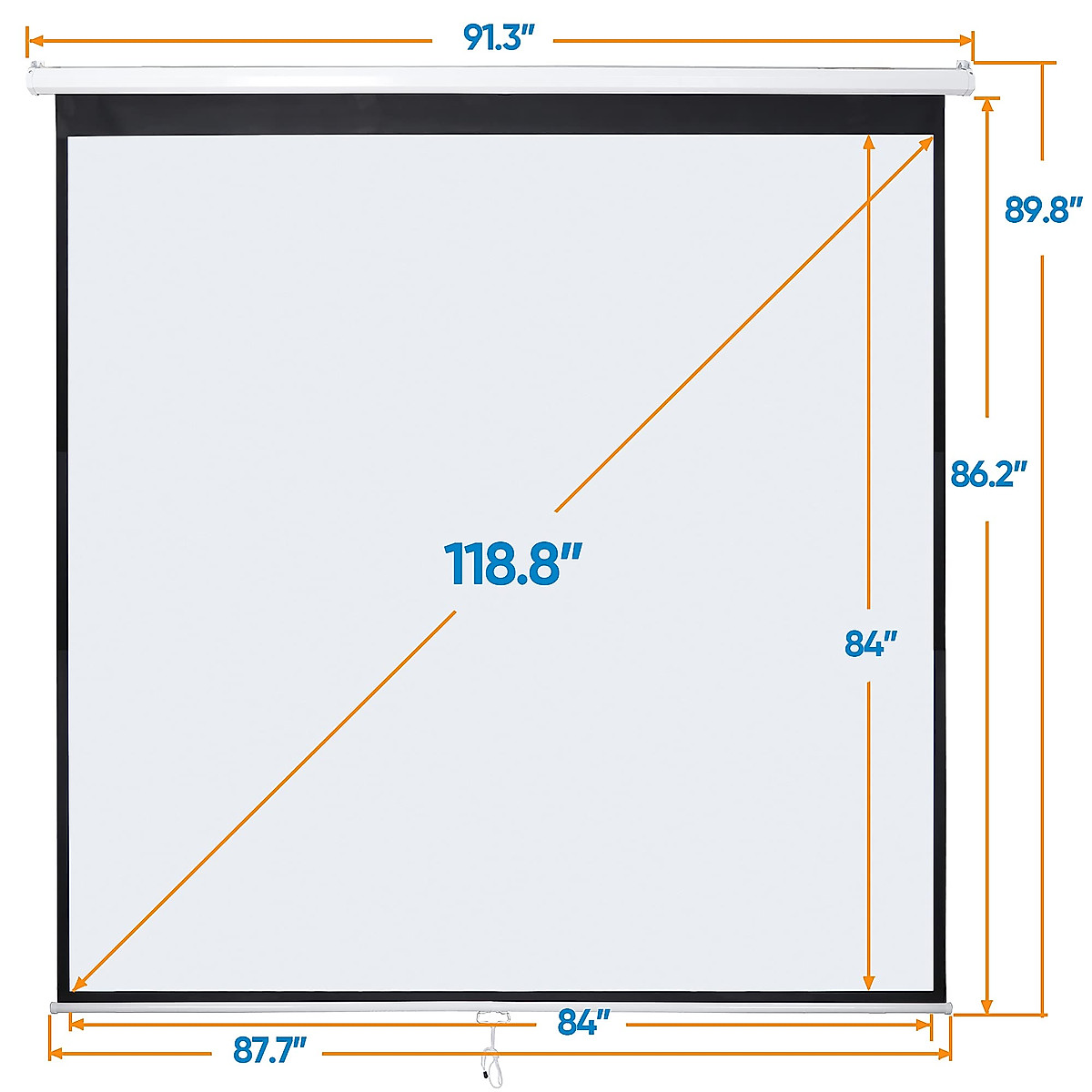 SUPER DEAL 120'' Projector Screen Projection Screen Manual Pull Down HD Screen 1:1 Format for Home Cinema Theater Presentation Education Outdoor Indoor Public Display