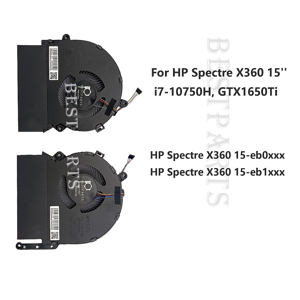 BestParts New CPU+GPU Cooling Fan Replacement for HP Spectre X360 15'' (i7-10750H, GTX1650Ti) 15-EB 15t-EB TPN-Q226 Series, P/N: M00226-001 M00227-001, L68136-005 DC5V 0.5A