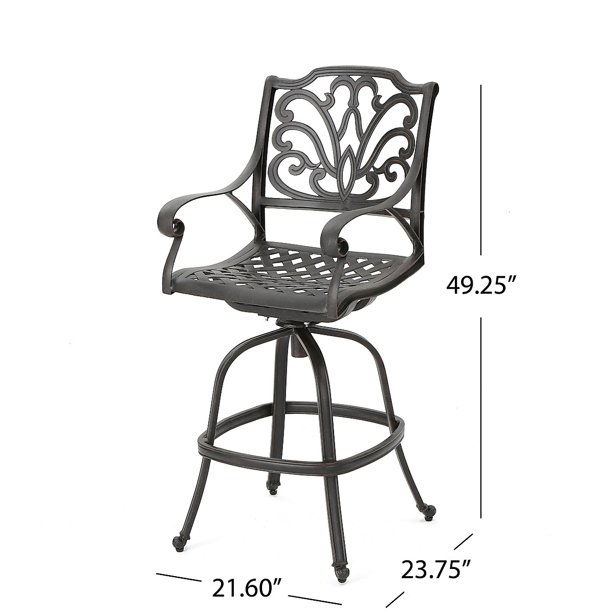 Christopher Knight Home Alfresco Outdoor Bronze Finished Cast Aluminum Barstools, 2-Pcs Set, Bronze