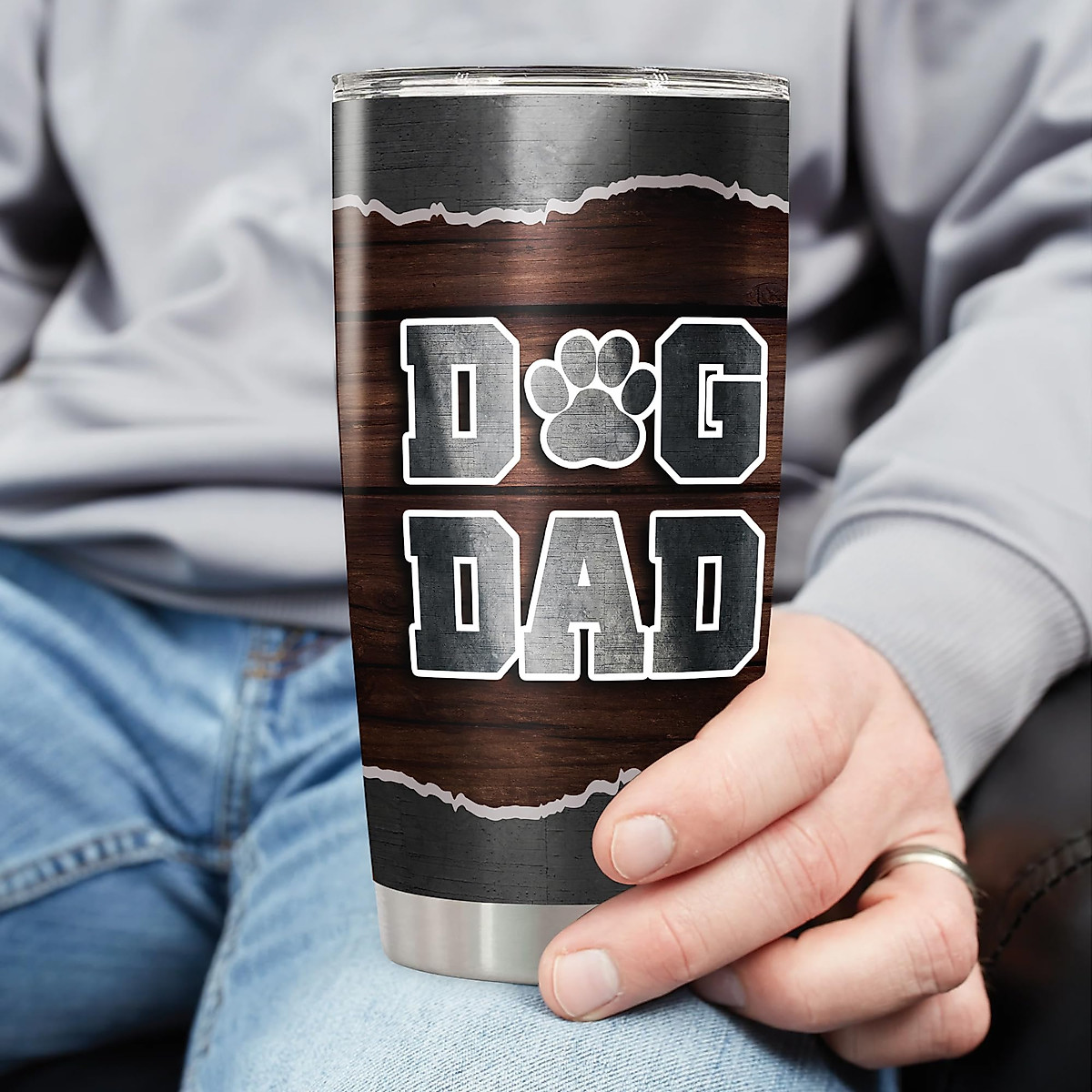 Personalized Dog Dad Tumbler Custom Photo Travel Coffee Mug Insulated Cup with Lids Stainless Steel 20 30 Oz Gifts for Men Dads from Best Pet Lovers Fathers Day