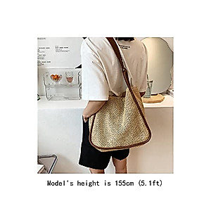 Ulisty Women Straw Bag Weave Tote Bag Summer Beach Bag Shoulder Bag Top Handle Bag Handbag 2 Pcs Set green