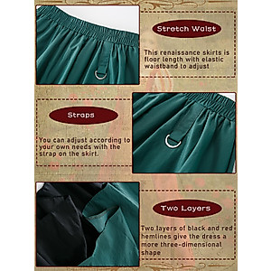 FORTMAC Renaissance Costume Women Ren Faire Medieval Dress for Women with Corset Fairy Costume Halloween Green M