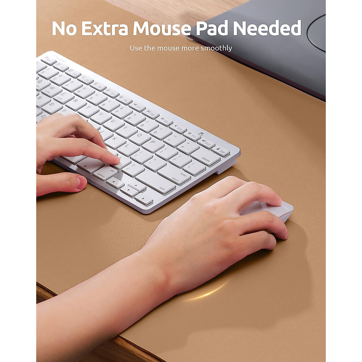 YSAGi Leather Desk Pad Protector, Office Mat, Large Mouse Pad, Non-Slip PU Blotter, Laptop Waterproof Writing for and Home (23.6" x 13.8", Khaki)