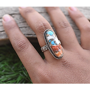 Rekha Gems Oyster Copper Turquoise- 925 Sterling Silver Ring-Turquoise Jewelry- TQ-16 (6.50 US)