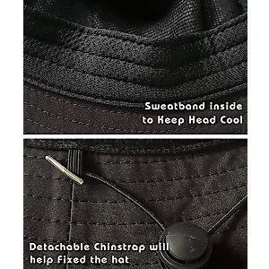 DOCILA Black Bucket Hat for Men Women Waterproof Rain Hats Packable Summer Fishing Golf Sun Caps Quick Dry Fisherman Hats Sombrero