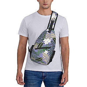 ASYG Hawaiian Tropical Flower Sling Bag Travel Hiking Casual Daypack Crossbody Shoulder Backpack Unisex Chest Bag
