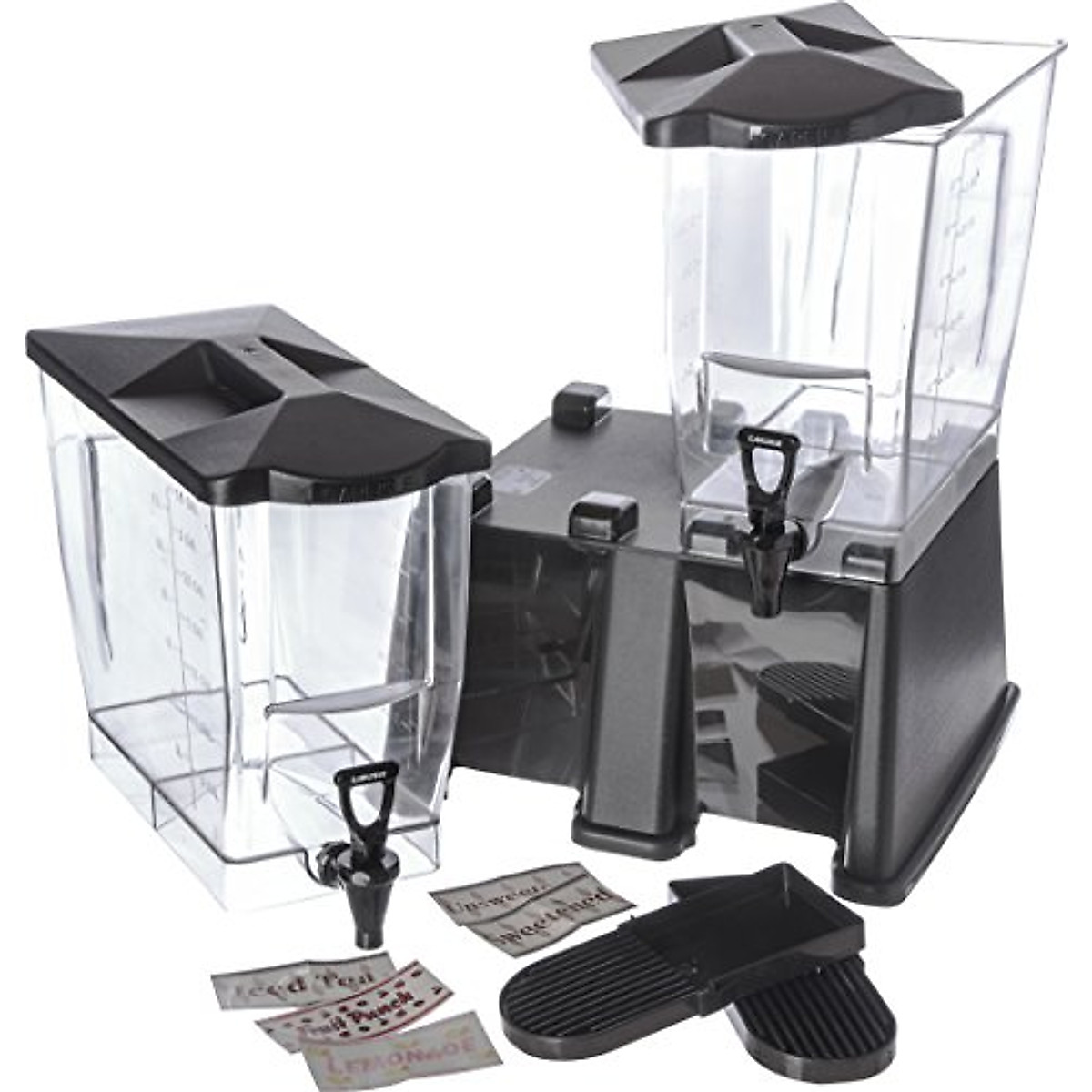 Carlisle FoodService Products Trimline Double Base Rectangular Drink Dispenser with Spigot for Catering, Buffets, Restaurants, Polycarbonate (Pc), 3.5 Gallons, Black