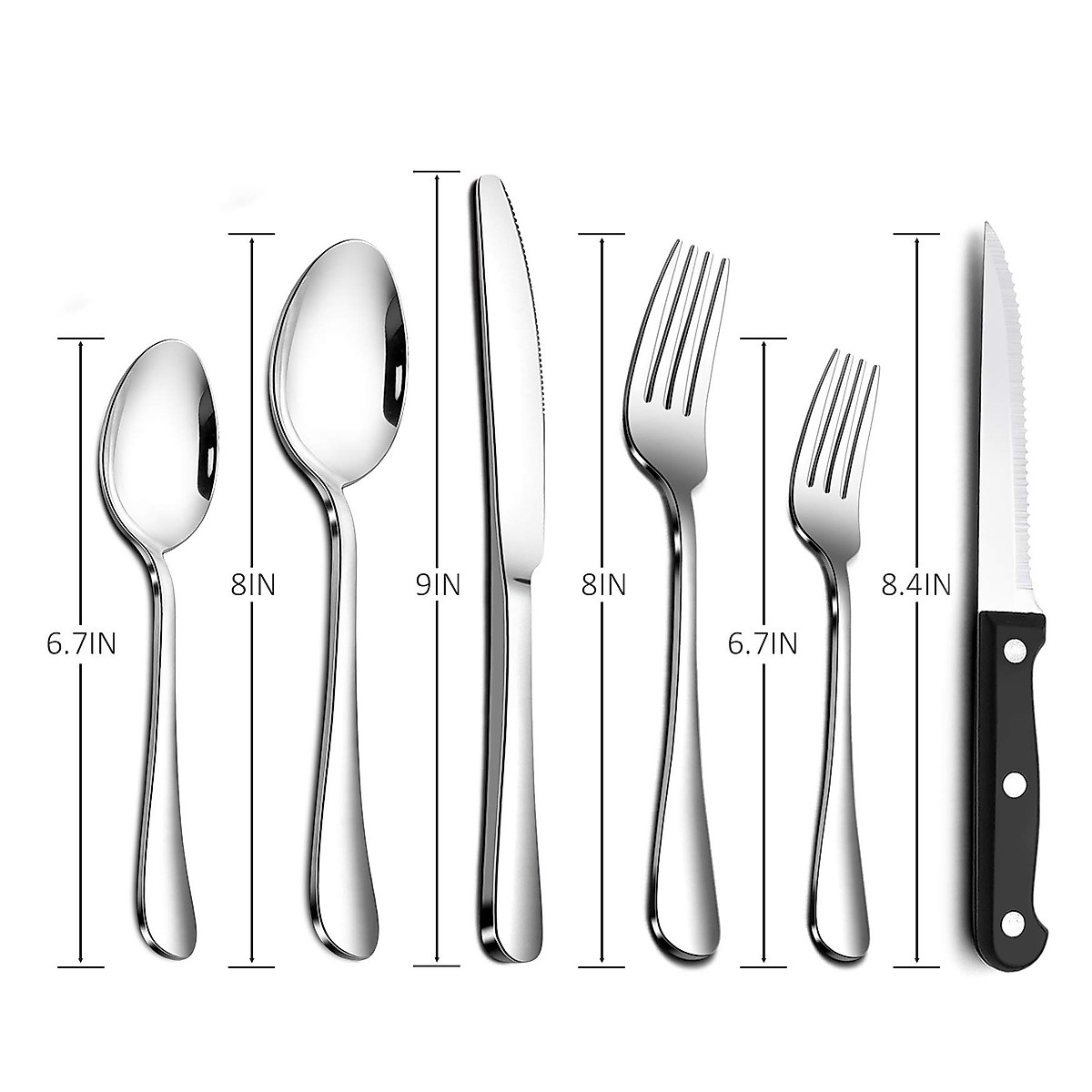 Teivio Silverware Set, Flatware Set Mirror Polished, Dishwasher Safe Service for 6, Include Knife/Fork/Spoon with Bamboo 5-Compartment Silverware Drawer Organizer Box (36 piece, Silver)