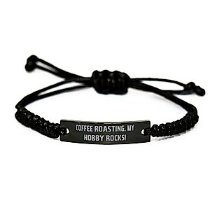 Unique Coffee Roasting Gifts, Coffee Roasting. My Hobby Rocks!, Coffee Roasting Black Rope Bracelet from