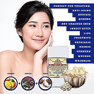 ANCIENT HEALTH REMEDIES Organic Shea, Cocoa, Mango Butter ULTIMATE BODY BUTTER Raw, Unrefined Skincare Ingredient for Homemade DIY Lotion Making, Baby Care and Hand Creams (USA) (2 LB)