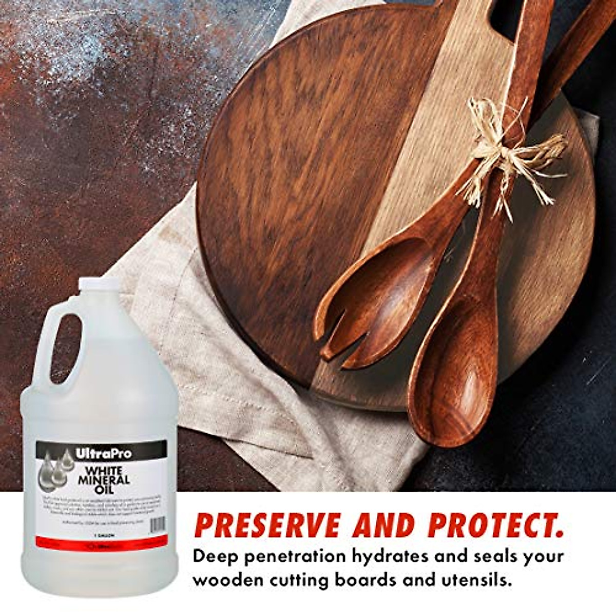 UltraPro Food Grade Mineral Oil for Lubricating and Protecting Cutting Board, Butcher Block, Stainless Steel, Knife, Tool, Machine and Equipment (1 Gallon)