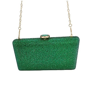DG PEAFOWL Elegant Crystal Evening Bags Wedding Handbags Bridal Purse Women Box Clutch (green)
