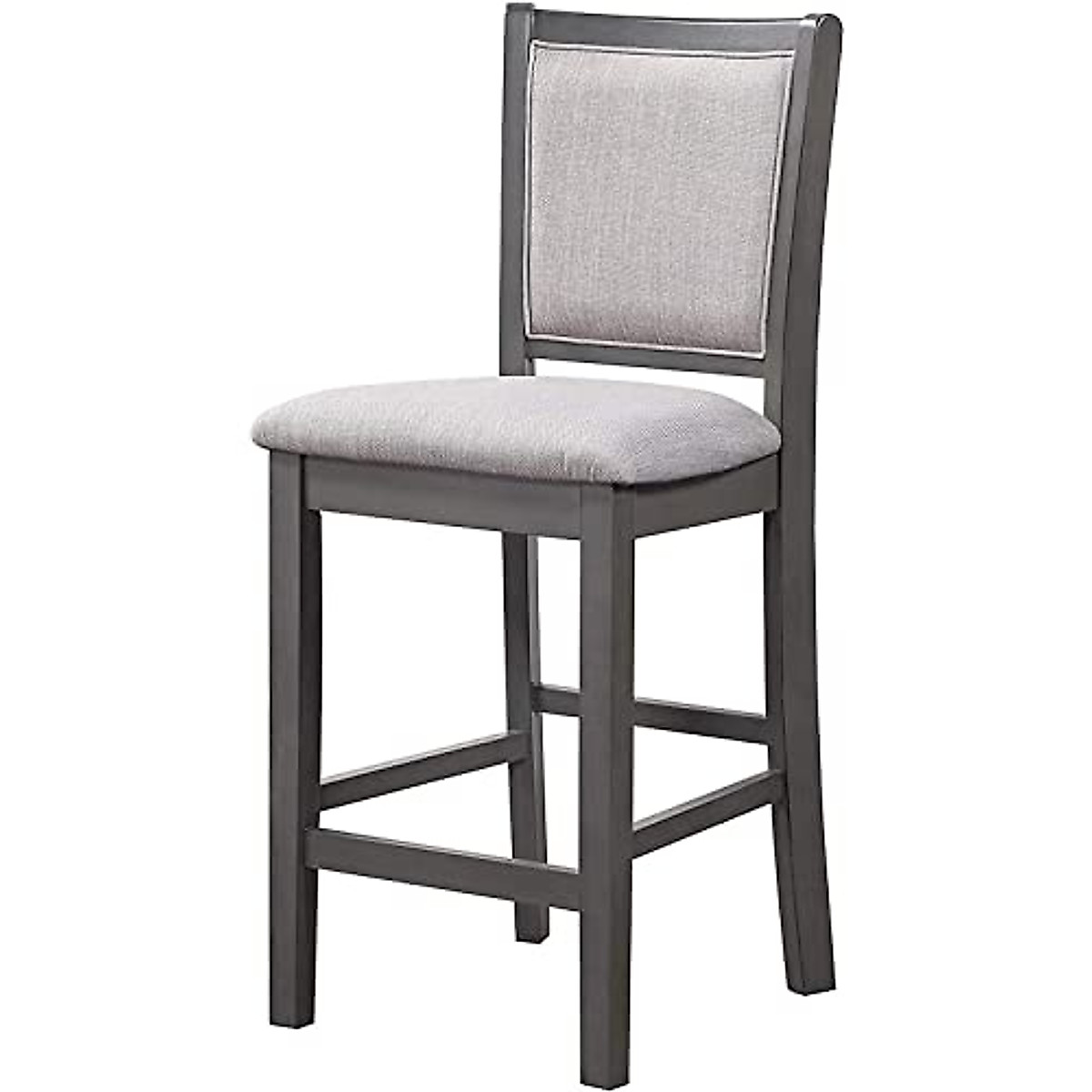 New Classic Furniture Amy Kitchen Counter Island Dining Table for 4 with Storage Shelf & USB Chargers, Contemporary Gray