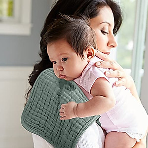 Looxii Muslin Burp Cloths 100% Cotton Muslin Cloths Large 20''x10'' Extra Soft and Absorbent 6 Pack Baby Burping Cloth for Boys and Girls (Dark Green)