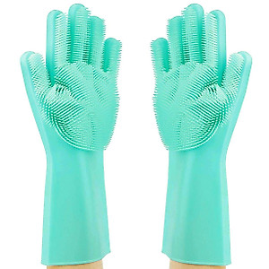 Magic Dishwashing Cleaning Sponge Gloves Reusable Silicone Brush Scrubber Gloves