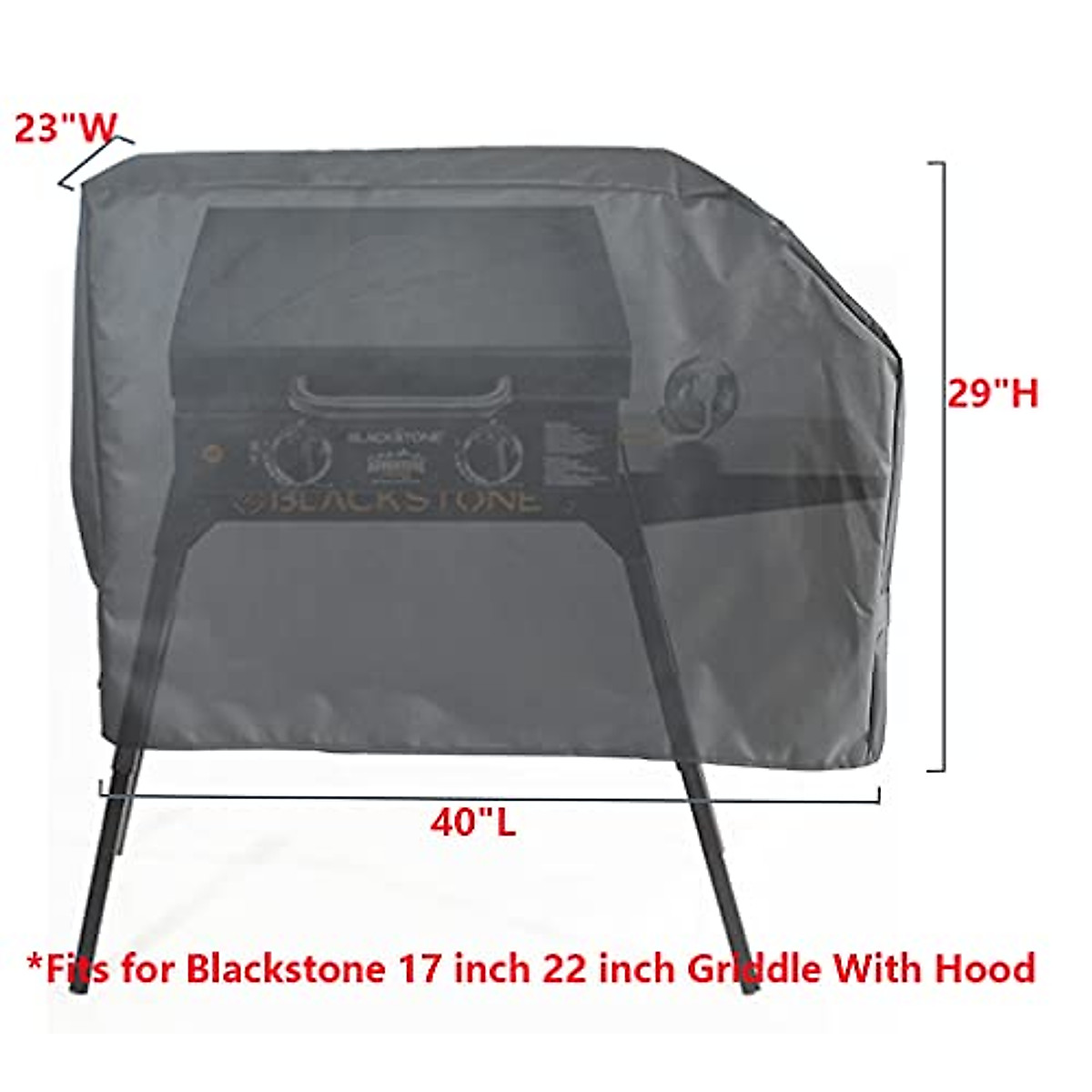 Mini Lustrous Grill Cover Fits for Blackstone 17inch 22inch Griddle with Hood and Stand, Perfect Take Along Griddle Accessories for Outdoor Cooking and Camping (Black)