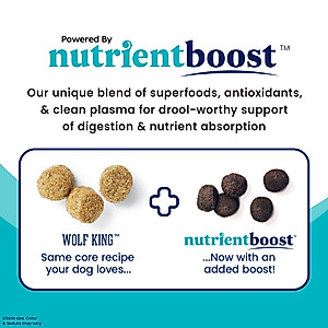 Solid Gold Nutrientboost Wolf King Large Breed Dog Food - Whole Grain Dry Dog Food Kibble Made with Real Bison, Brown Rice & Sweet Potato - Omega 3, Superfood & Digestive Probiotics - 11 LB Bag