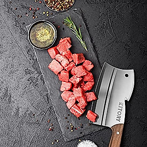 Kitory Meat Cleaver Butcher Knife Bone Cutter Multi-Purpose Dual Edges Heavy Duty Kitchen Chopper Knife for Bone Meat Vegetable Chinese Chefs Knife with Ergonomic Pearwood Handle Holiday Gift