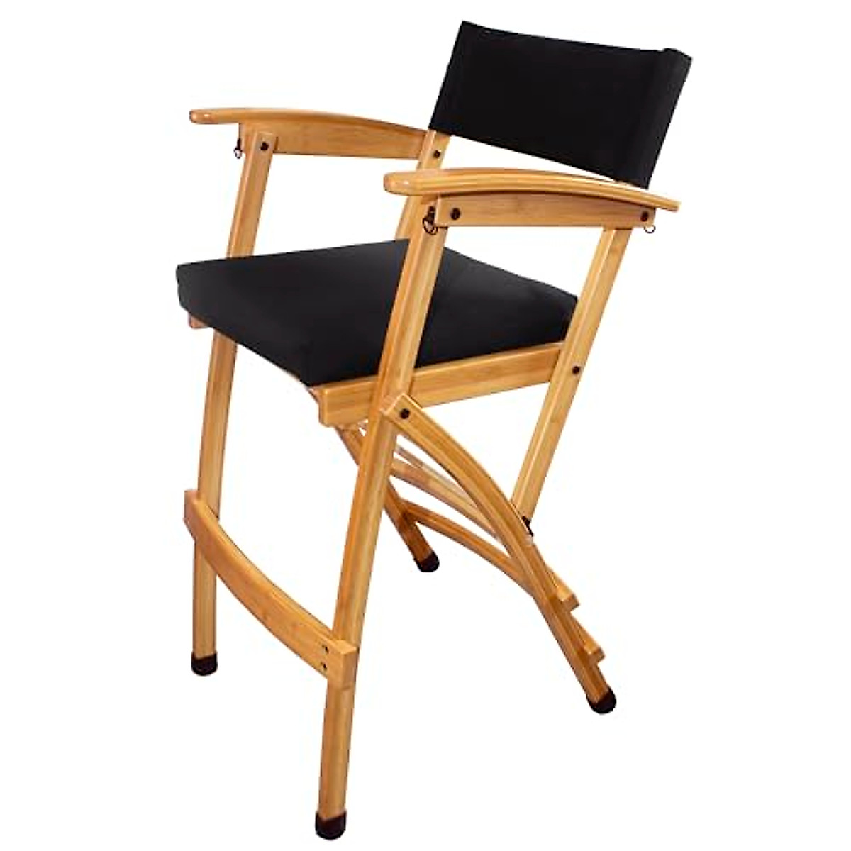 Hollywood Chairs Bamboo Wood Foldable Director's Chair, 32" Tall Folding Chair, Black