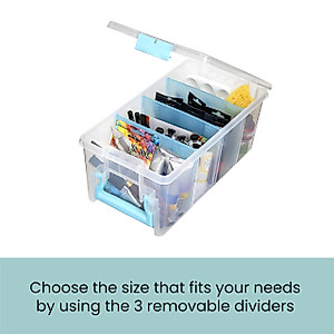ArtBin Semi Satchel Portable Craft Organizer with 3 Dividers - Clear Plastic Storage Case for Art & Craft Supplies