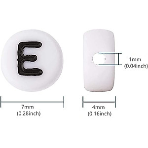 Bxwoum 100PCS Letter Beads 4X7mm Acrylic Alphabet Beads for Jewelry Making White Round Vowel Letter E Beads for Bracelets Making Necklaces DIY