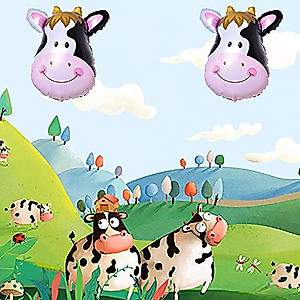 HORUIUS Farm Animal Balloons Pig Cow Horse Donkey Shaped Foil Mylar Balloon for Baby Shower Farm Animals Theme Birthday Party Supplies Decorations 3PCS