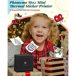 Phomemo Label Maker Printer Machine, M02 Mini Portable Printer, Thermal Inkless Sticker Printer, Pocket Portable Printer, Multifunction for Journal, Photo, Work Plan, Meeting Notes, Gift