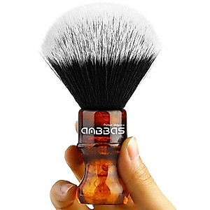 Synthetic Badger Shaving Brush with Resin Handle Nylon Bristles Hair Anbbas Lathering Foam Brush for Men Travel Professional Wet Shaving(Amber,Knot: 24 mm)