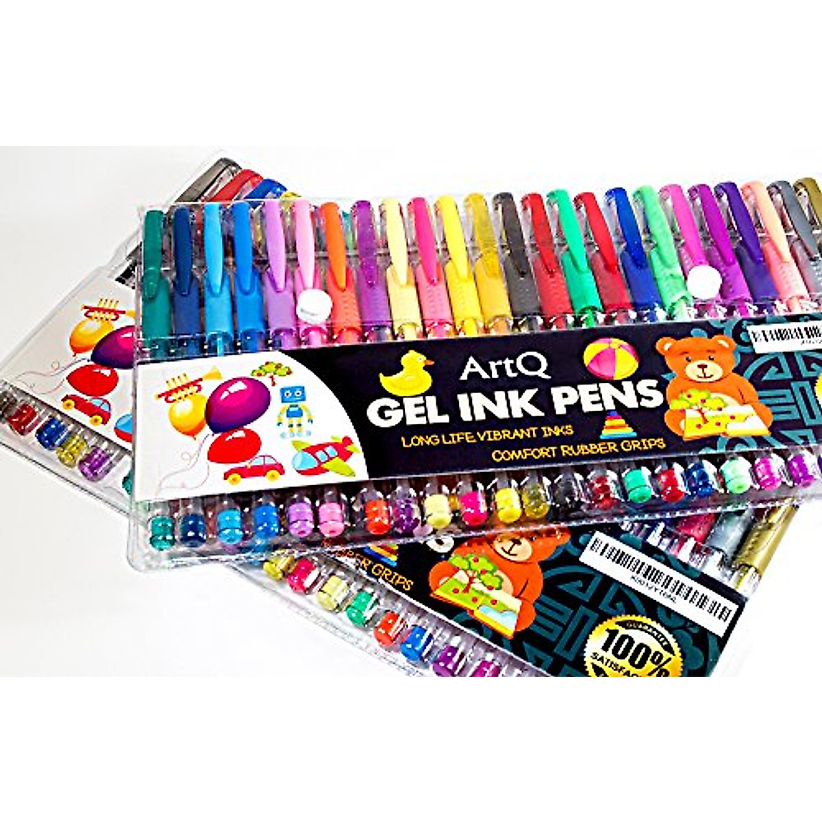 ArtQ Gel Pen Set of 24 Glitter/Neon/Metallic & Pastel Great Coloring | Draw Sketch Doodle Art | Personalize Greeting Cards | Fun Creative Gift