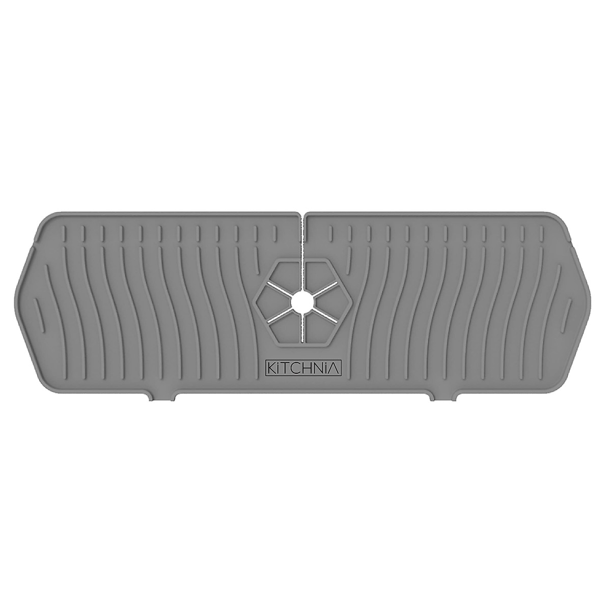 Kitchen Sink Splash Guard Behind Faucet, Longer Faucet Water Catcher Mat for Countertop, Drip Catcher Tray, Non-Slip Sink Protector, Grey