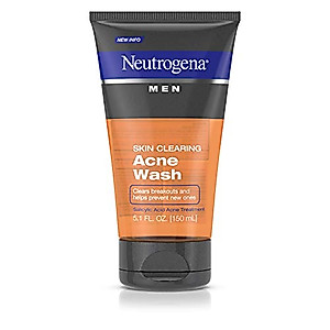 Neutrogena Men Skin Clearing Daily Acne Face Wash with Salicylic Acid Acne Treatment, Non-Comedogenic Facial Cleanser to Treat & Prevent Breakouts, 5.1 fl. oz