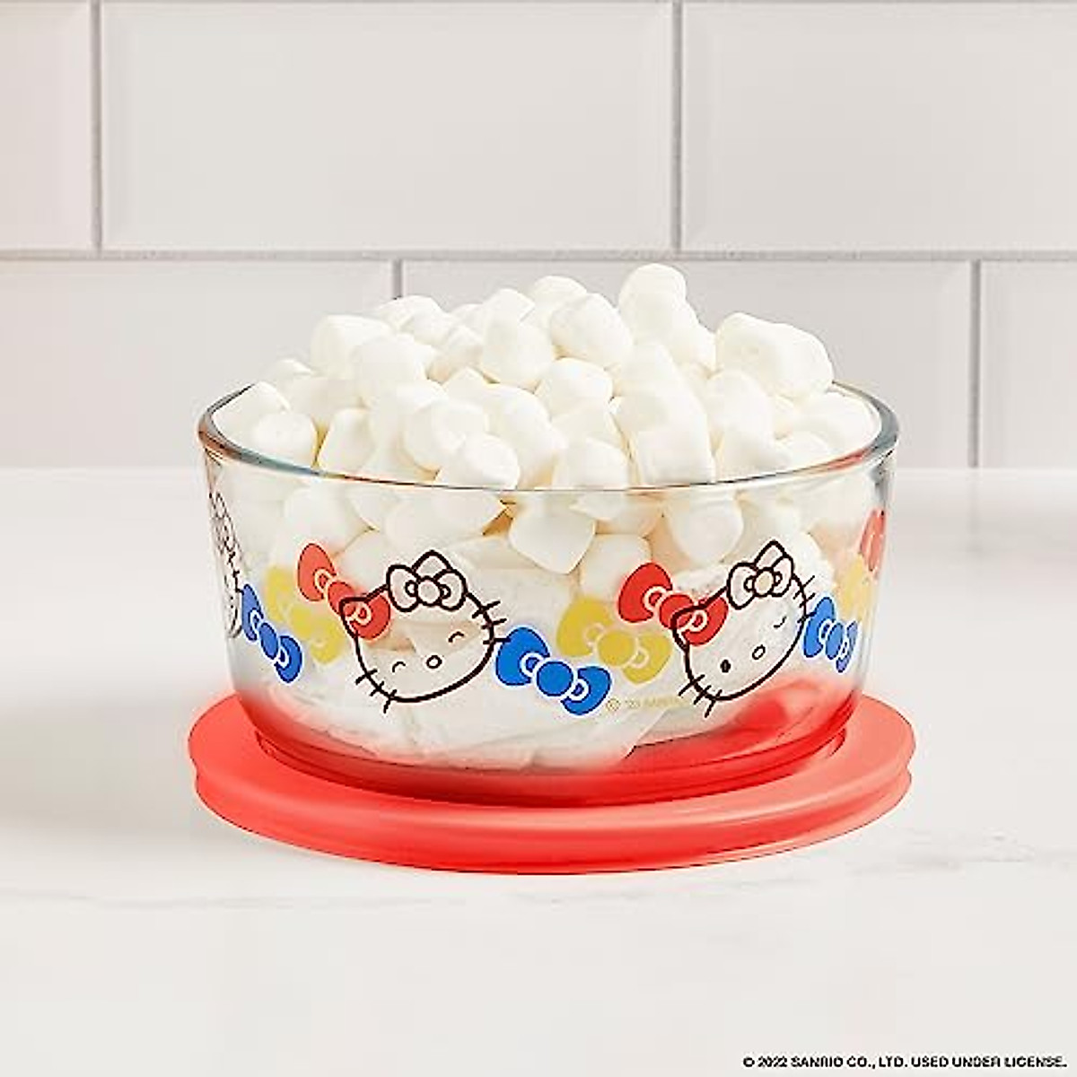 Pyrex Hello Kitty 8-Piece Glass Food Storage Containers Set, Non-Toxic Plastic BPA-Free Lids, Freezer Dishwasher Microwave Safe