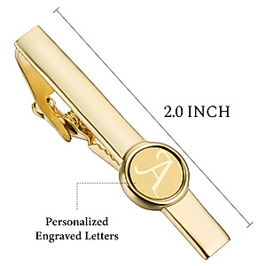 2 inch Tie Clips for Men A-Z Tie Bar Clips for skiny Necktie and Regular Necktie Personalized Tie Clips for Wedding Meeting Business Occasion -