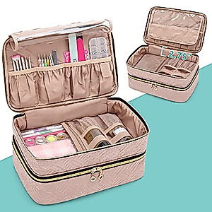 BAFASO Nail Polish Organizer Holds 40 Bottles (15ml - 0.5 fl.oz), Nail Polish Case with Manicure Tools Storage Sections (Patented Design), Pale Rose