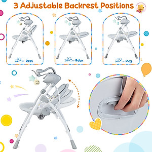 BABY JOY Baby Swing, Portable Baby Rocker with 5 Swing Speeds, 3-Position Adjustable Backrest, 3 Timer Settings, 12 Melodies & 5 Natural Sounds, Electric Compact Baby Swings for Infants