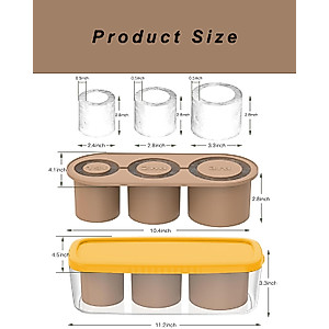 Ice Mold for Stanley Tumbler Cup, 3 PCS Silicone Hollow Cylinder Ice Cube Tray with Lid for 30OZ-40OZ Straw Tumbler, Large Ice Cube Mold for Freezer, Ice Maker for Whiskey, Cocktail, Coffee (Green)