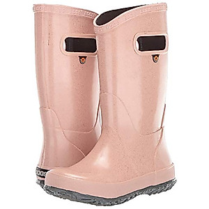 Bogs Rainboot Print Waterproof Rain Boot, Glitter-Rose Gold, 2 US Unisex Little Kid