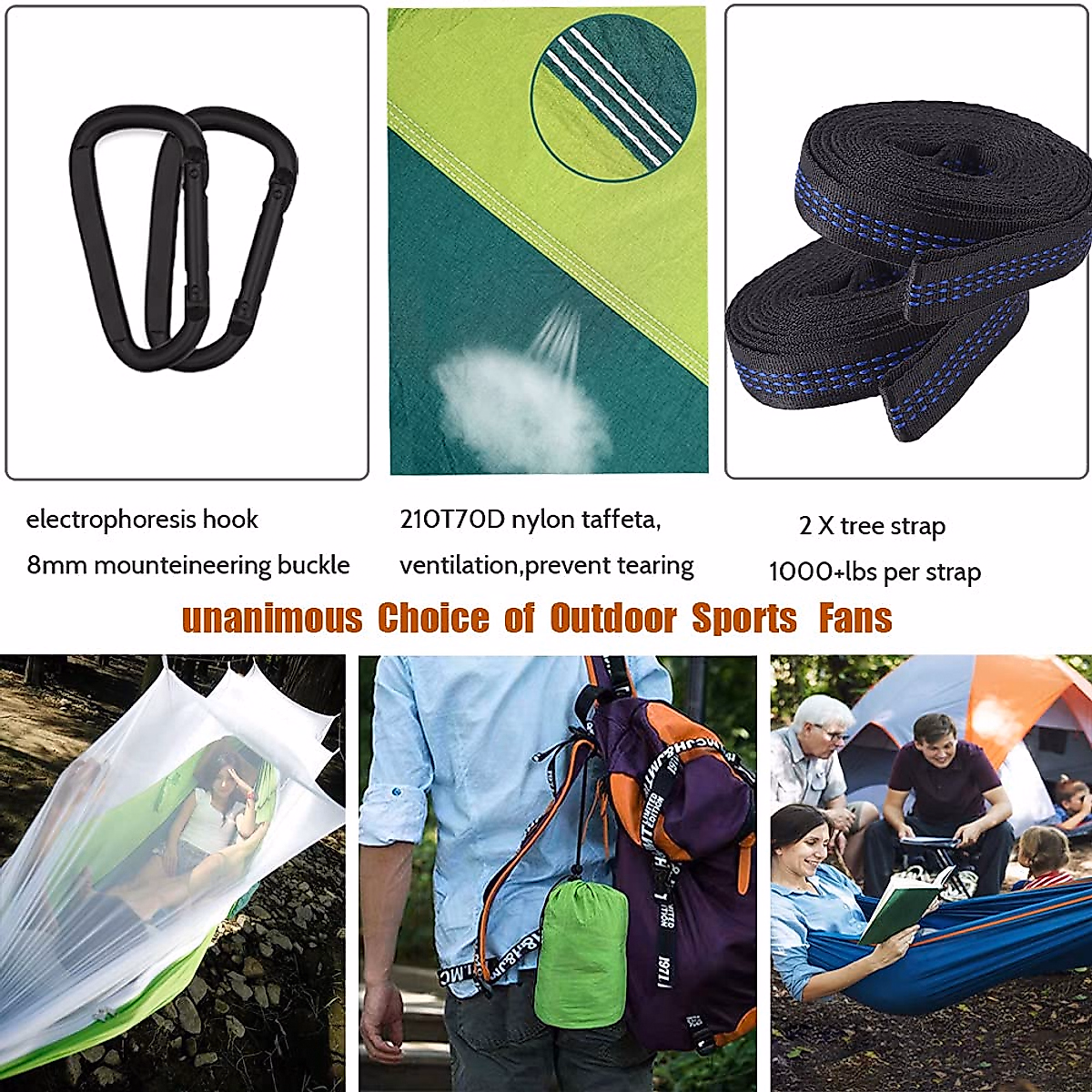 Camping Hammock with Mosquito Net - Portable Travel Hammock Bug Net - Camping Equipment - Hammock Tent for Outdoor Hiking Campin Backpacking Travel (Army Green)