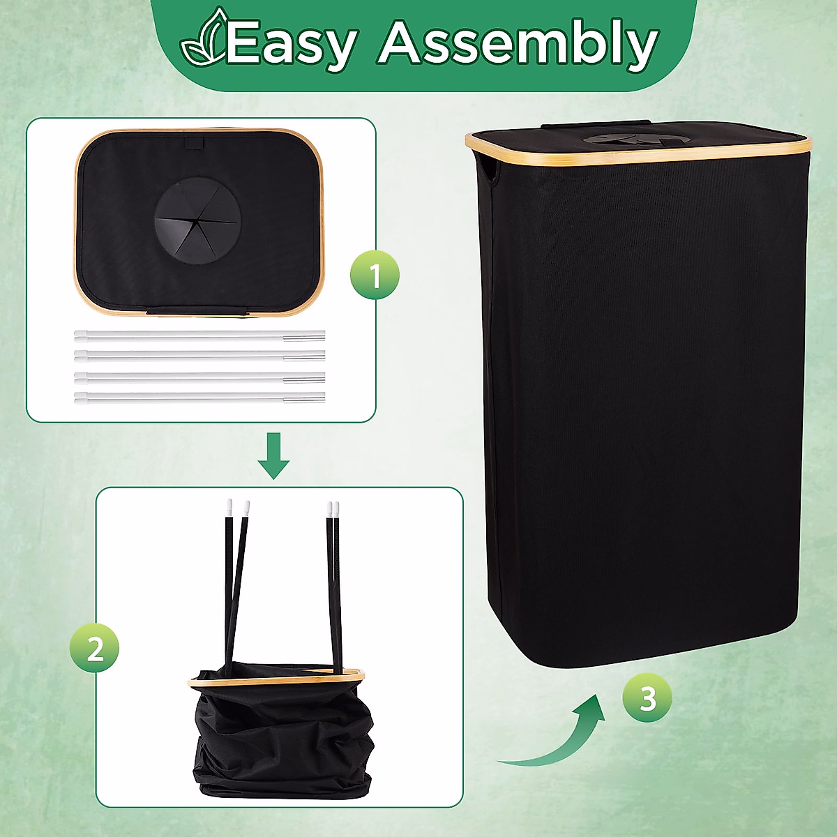 BEAUTIFABLE Recycling Bin for Kitchen, 26 Gallon Indoor Large Recycle Bin with Lid and 2 Removeable Reusable Inner Bag Collecting Bottle Can Waste Plastice （Black