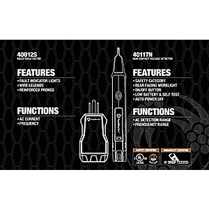 Southwire 10037K Electrical Test Kit with Full-Function Multimeter Non-Contact Voltage Detector and Outlet Tester Includes Test Leads and Batteries,Brown