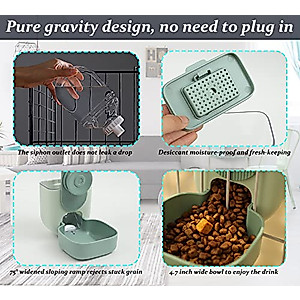 Kenond 35oz Hanging Automatic Pet Food Water Dispenser, Auto Gravity Pet Feeder and Waterer Set, Cage Cat Food Bowl Dog Feeding Station for Puppy and Kitten Rabbit Chinchilla Hedgehog Ferret