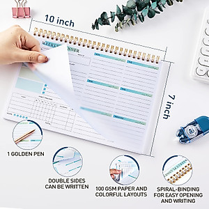 JUBTIC Weekly Planner Notepad with Pen - 52 Undated Weekly Calendar Pad Desk Planner Weekly To Do List Notepad Planning Pad Academic Planner Notebook Habit Tracker Journal Teacher Planner Organize Schedule Goals for Personal Life and Work -7" x 10"