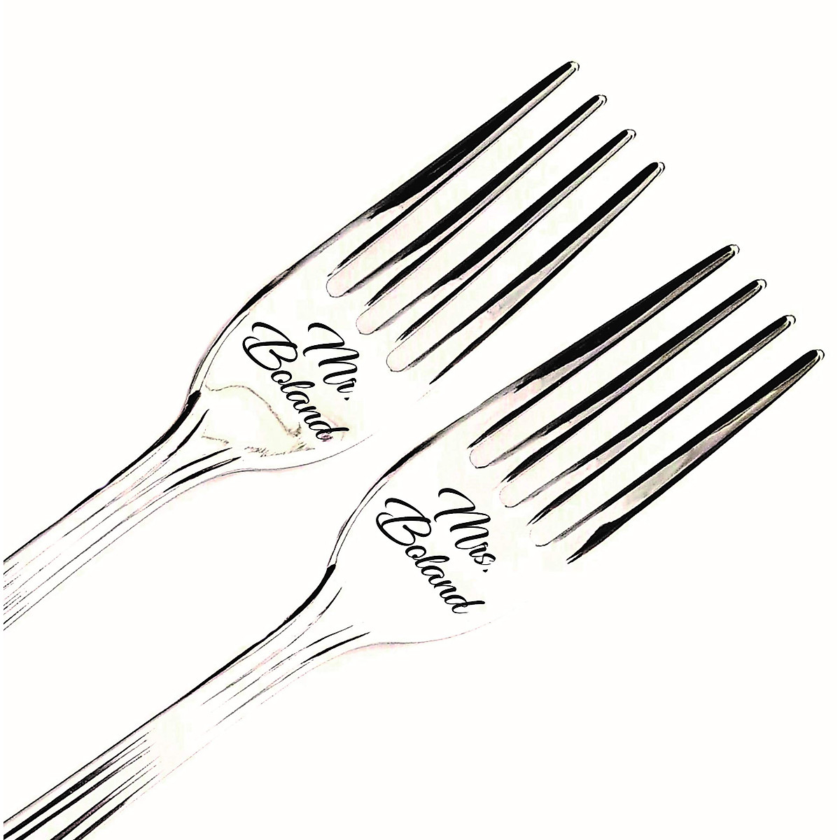 Personalized Reusable Silverware Sets for Bride and Groom, Engraved Mr and Mrs Forks for Wedding Cake Ceremony, Engagement Bridal Shower Anniversary Birthday Congratulations Gifts