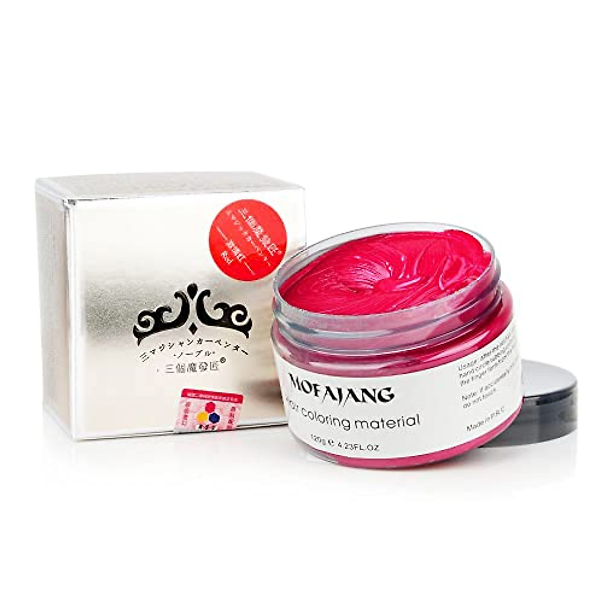 Red Hair Wax Color, SOVONCARE Temporary Dye Wax Natural Hairstyle Cream Hair Pomades for Women & Men Party Cosplay Halloween Date 4.23 oz (Red)