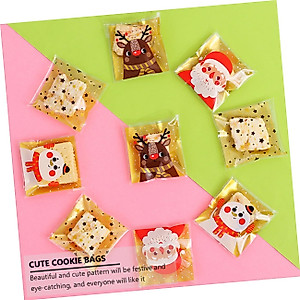 Cabilock 400pcs Baking Plastic Self-adhesive Bag Self Adhesive Biscuit Bag Christmas Treat Bags Cookie Gift Bags Plastic Packaging Bags Bake Bag Candy Bag Cookie Bag Elder or Baking Bag Red
