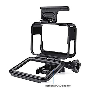 SOONSUN Frame Mount Housing Case Compatible with GoPro Hero 5 6 7 Black, Hero7 Silver, Hero7 White, Hero (2018) Cameras