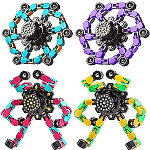 Interesting Sensory fingertip Spinning Toy, Finger Spinning Toy Spinning top Toy, with deformable Chain, Mechanical Spiral Twister, fingertip gyro, Children's Adult Decompression Toy (4)
