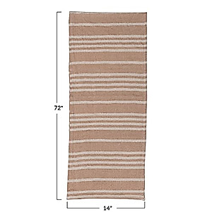 Creative Co-Op Cotton Double Cloth Table Runner with Stripes, Tan and Natural
